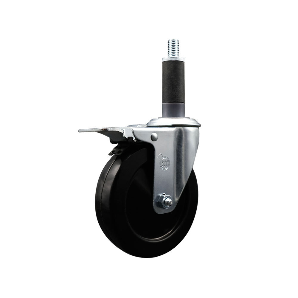 Service Caster 5 Inch Soft Rubber Swivel 1 Inch Expanding Stem Caster ...