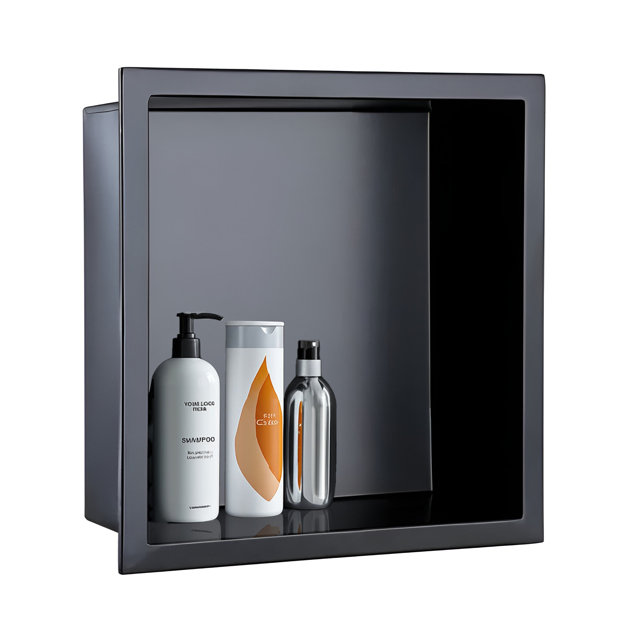 DecoMust 14.5"W x 14.5" H Black Matt Stainless Steel Recessed Shower ...