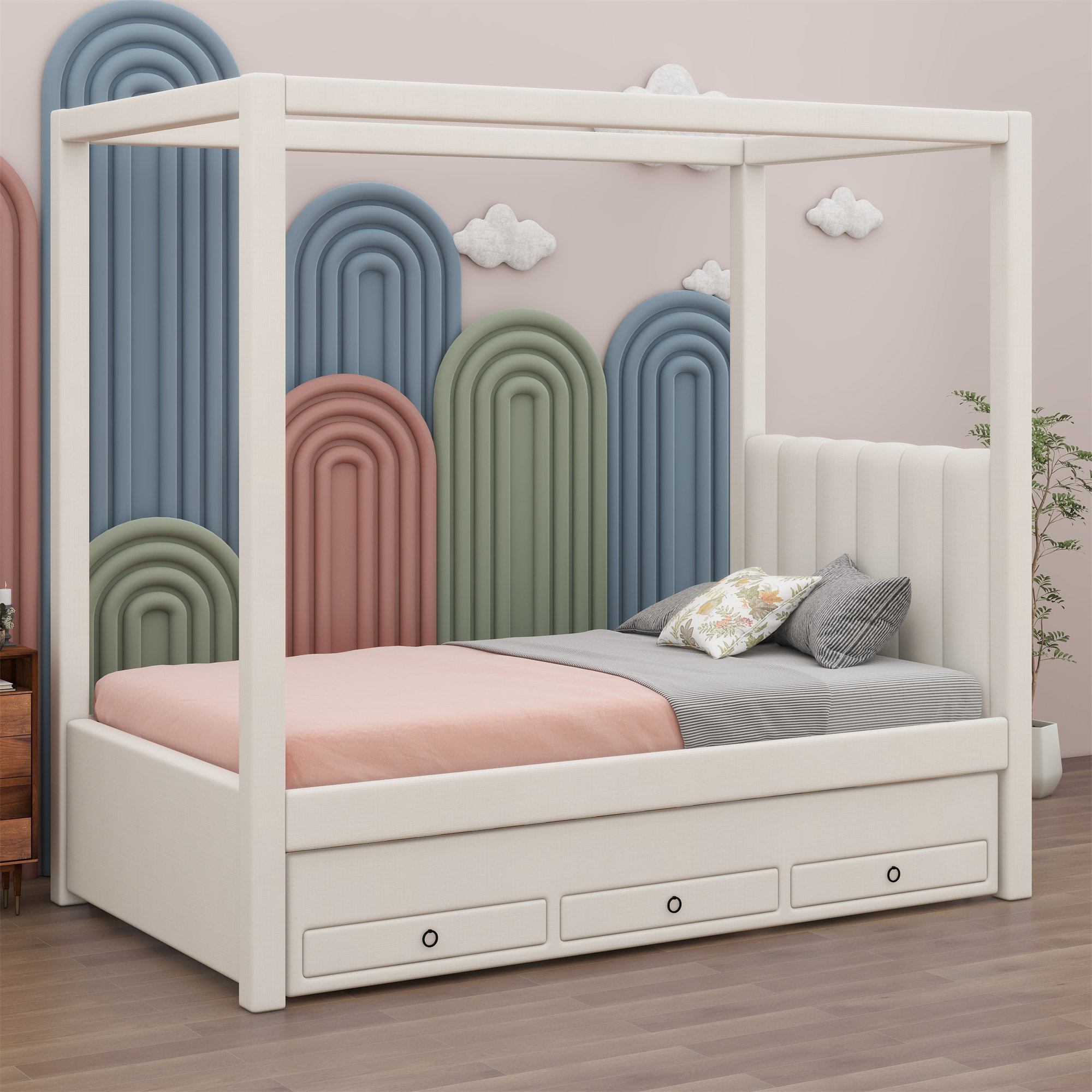 Latitude Run® Bulhary Upholstered Canopy Storage Bed | Wayfair