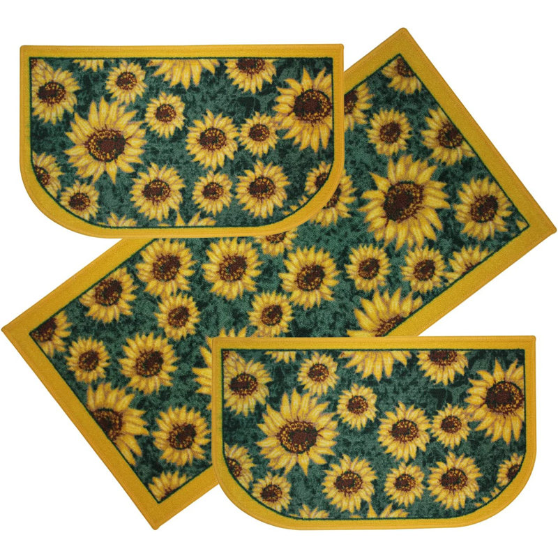 Rosalind Wheeler Alusine Sunflower 3 Piece Kitchen Mat Set & Reviews ...
