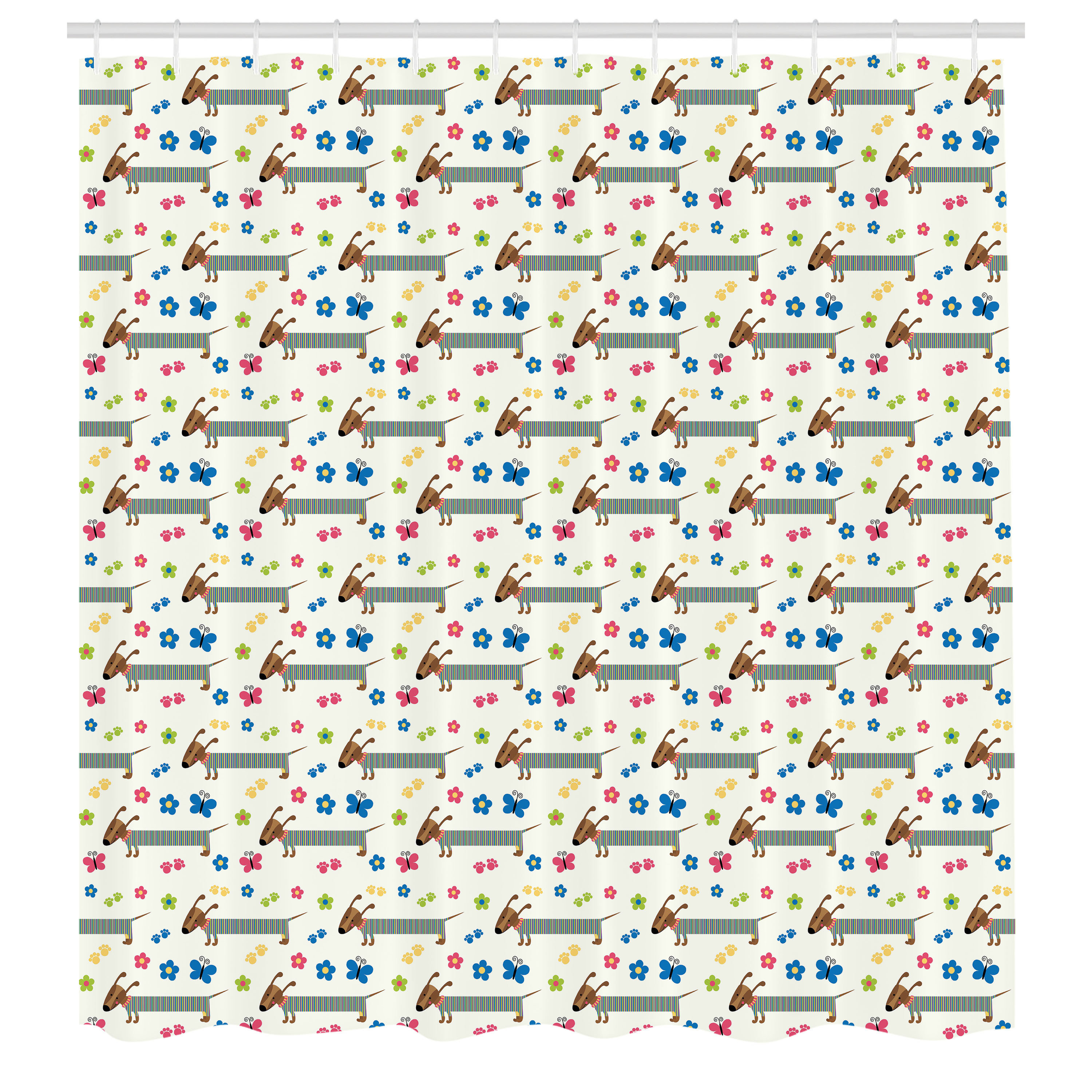 East Urban Home Dog Lover Shower Curtain Wiener Dog Cartoon Multicolor ...