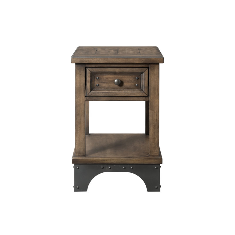 Williston Forge Oday Whiskey River 16" Wide Chairside Table with Drawer ...