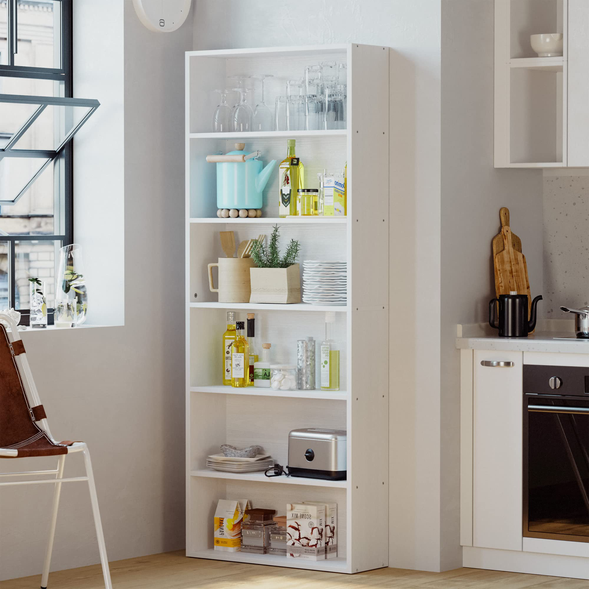 FAST APPLIANCES LLC Bookshelves And Bookcases Floor Standing Six Tier ...