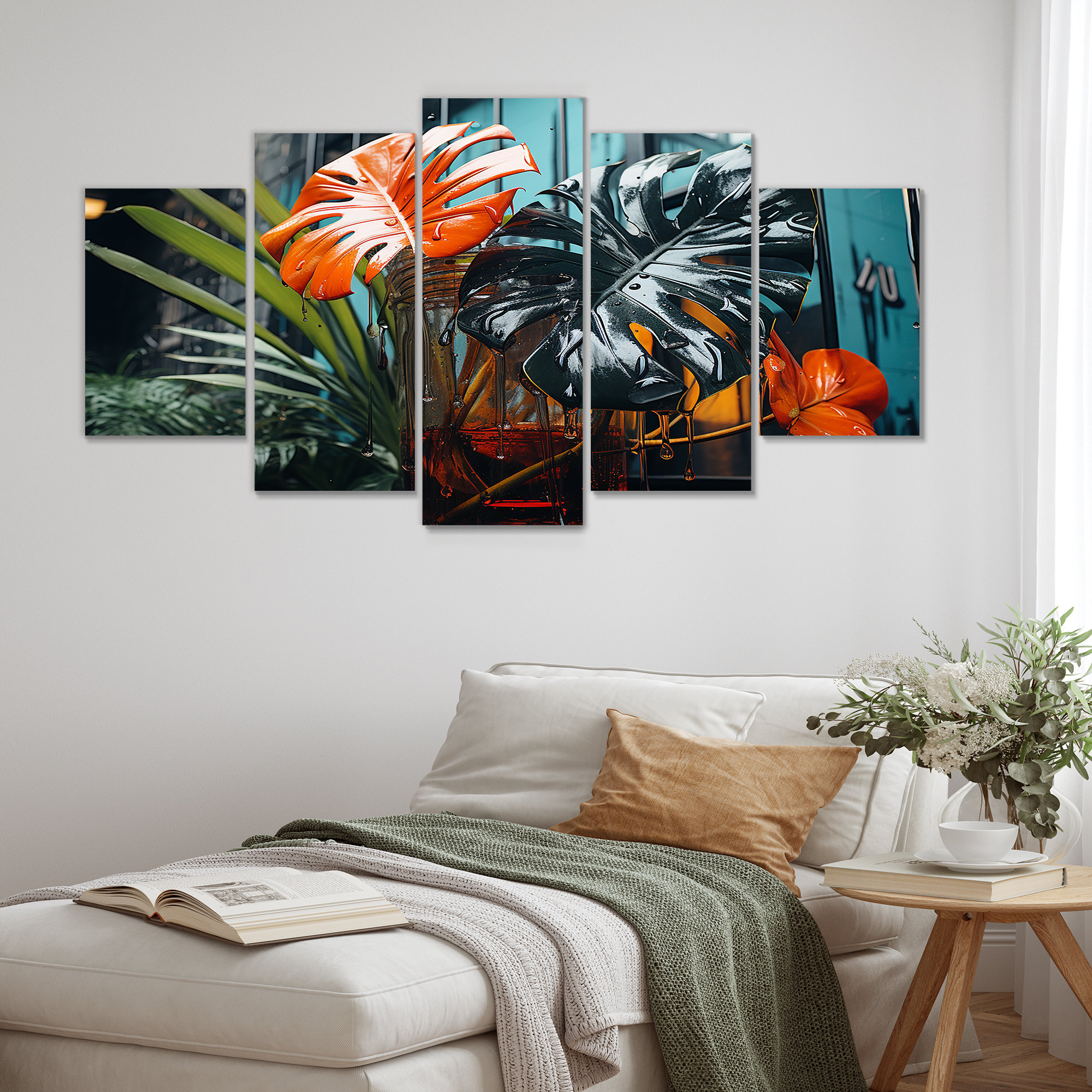 Bay Isle Home™ 'Modern Orange And Green Tropical Flowers II - Abstract ...