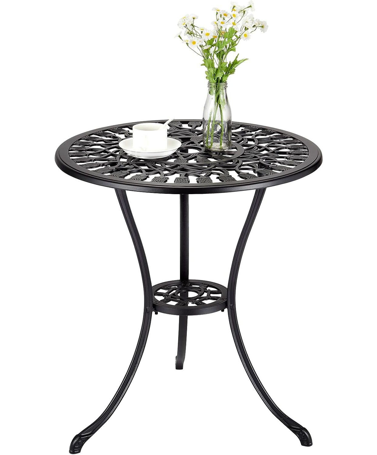 Winston Porter Cast Aluminum Patio Conversation Desk with Umbrella Hole ...