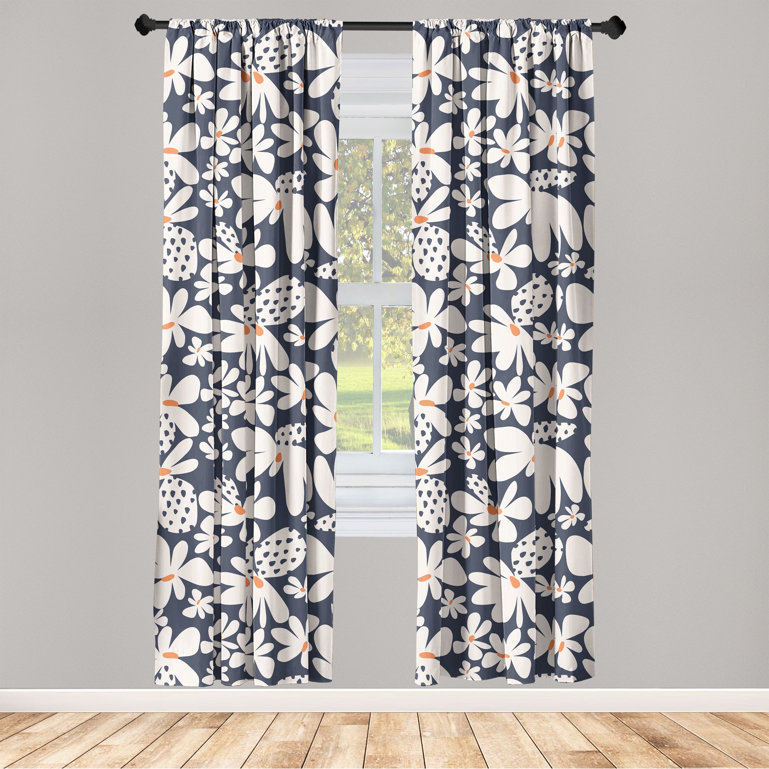 East Urban Home Flowery Curtains Abstract Garden in Spring Pair 426830 ...