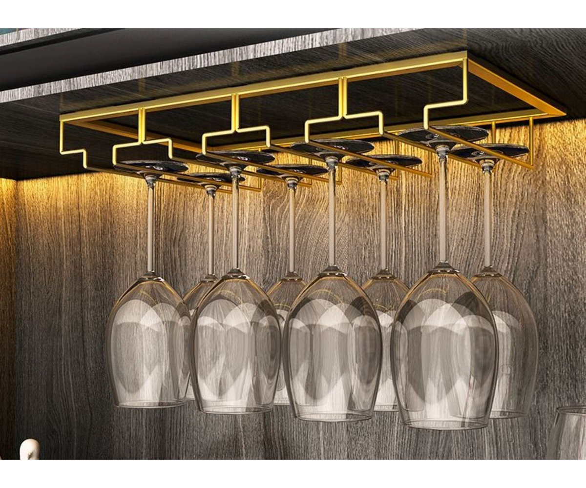 Everly Quinn Dalal Industrial Metal Hanging Wine Glass Rack, Under ...