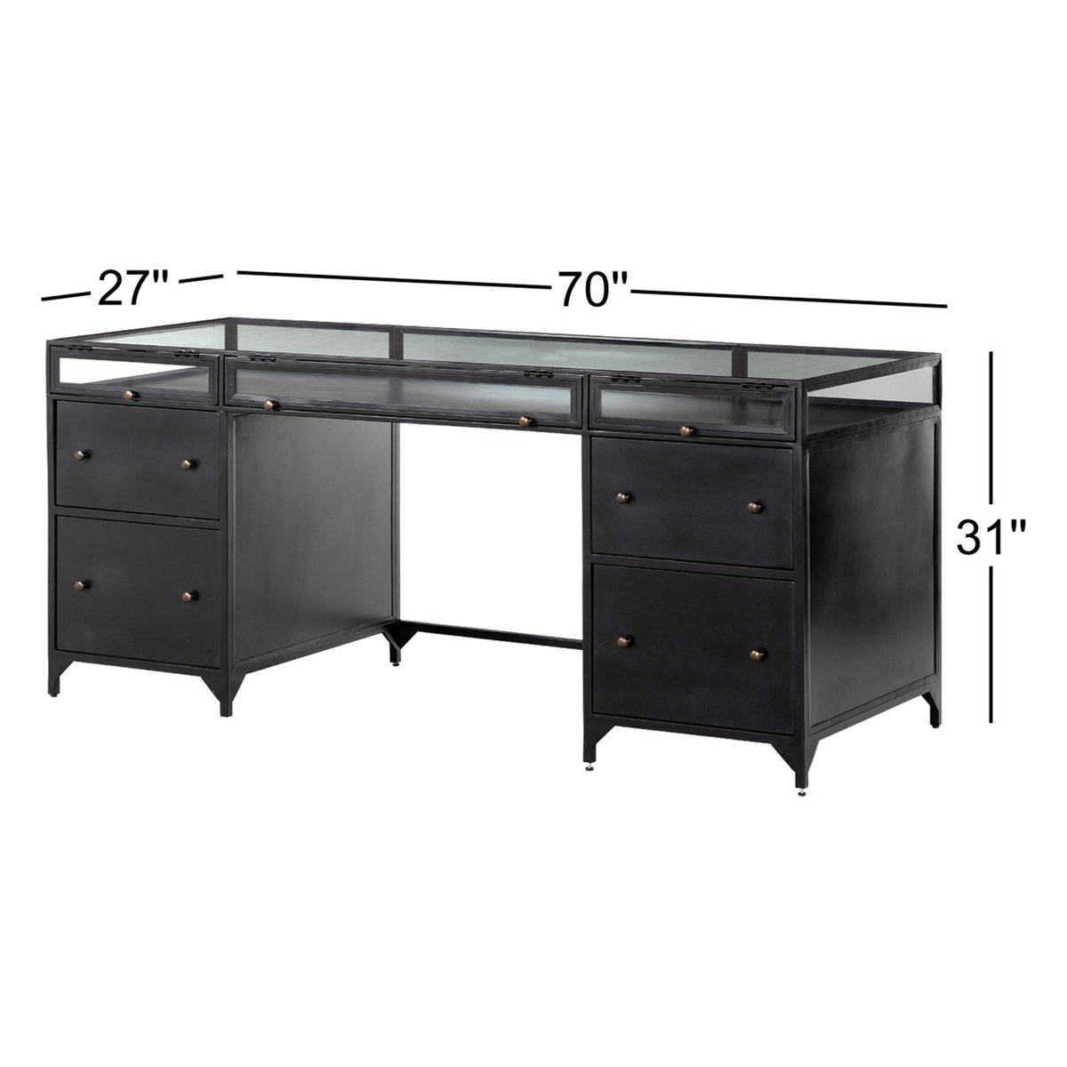 Four Hands Shadow Box Glass Executive Desk & Reviews | Perigold