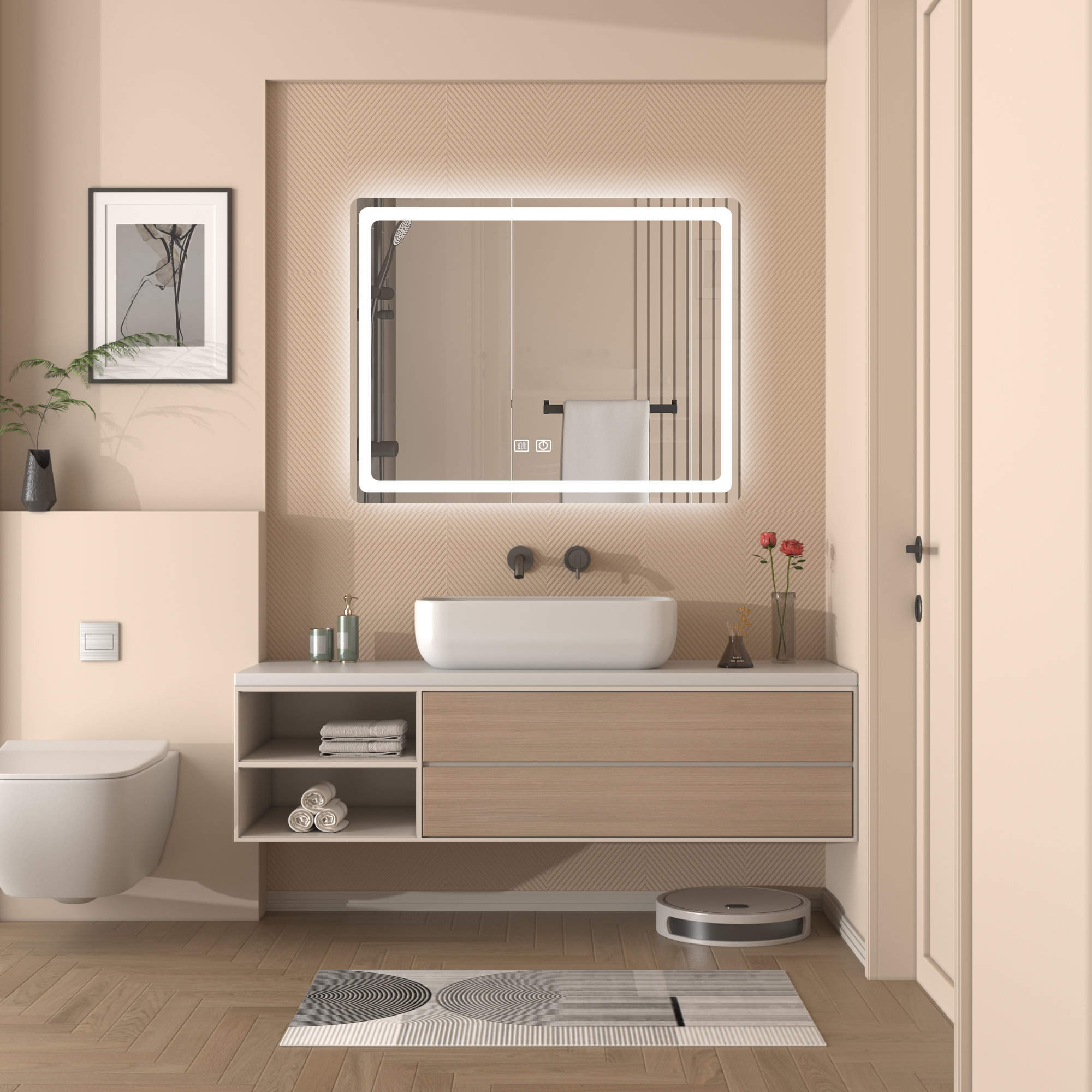 Ivy Bronx Smart vanity mirror with touch power and anti-fog switch ...