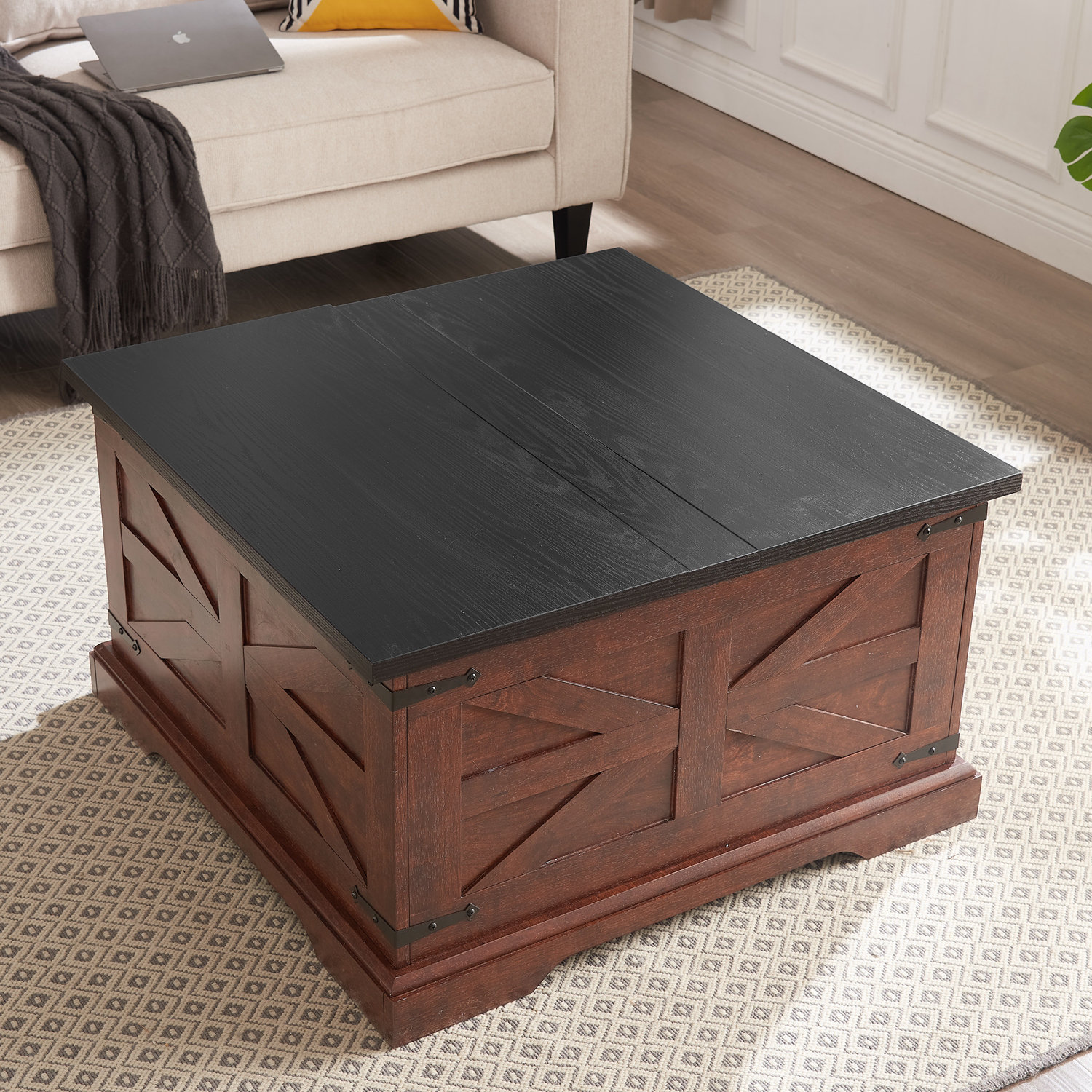 August Grove Coffee Table with Large Hidden Storage and Hinged Lift Top ...