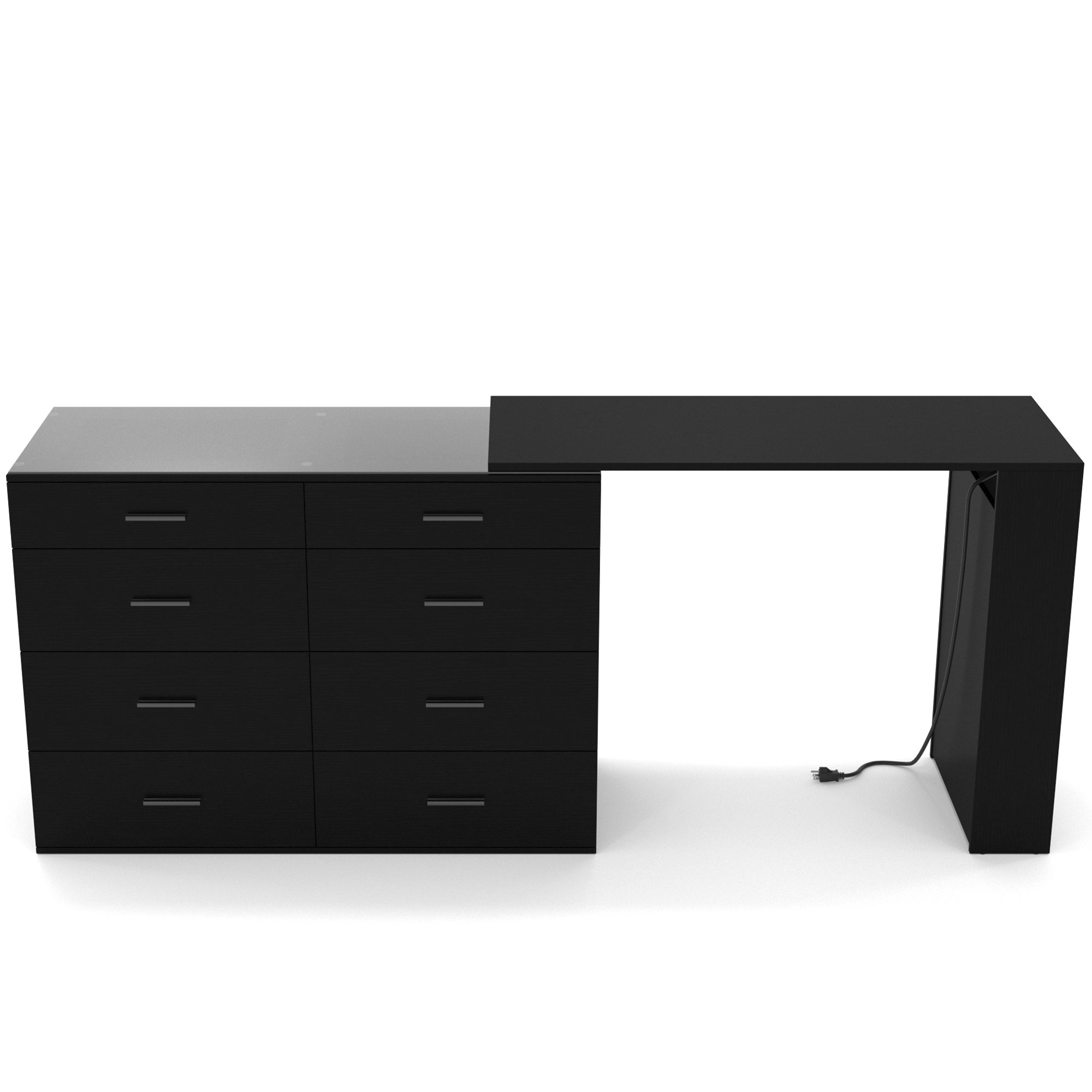 Ivy Bronx Expandable Makeup Vanity With Glass Display, 8 Drawers And ...