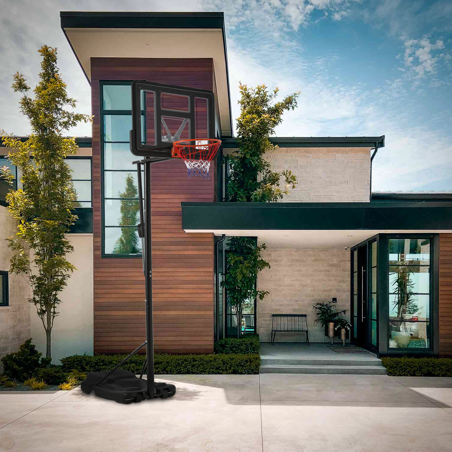 MoNiBloom Basketball Hoop 7ft - 10ft Adjustable with 43" Backboard ...