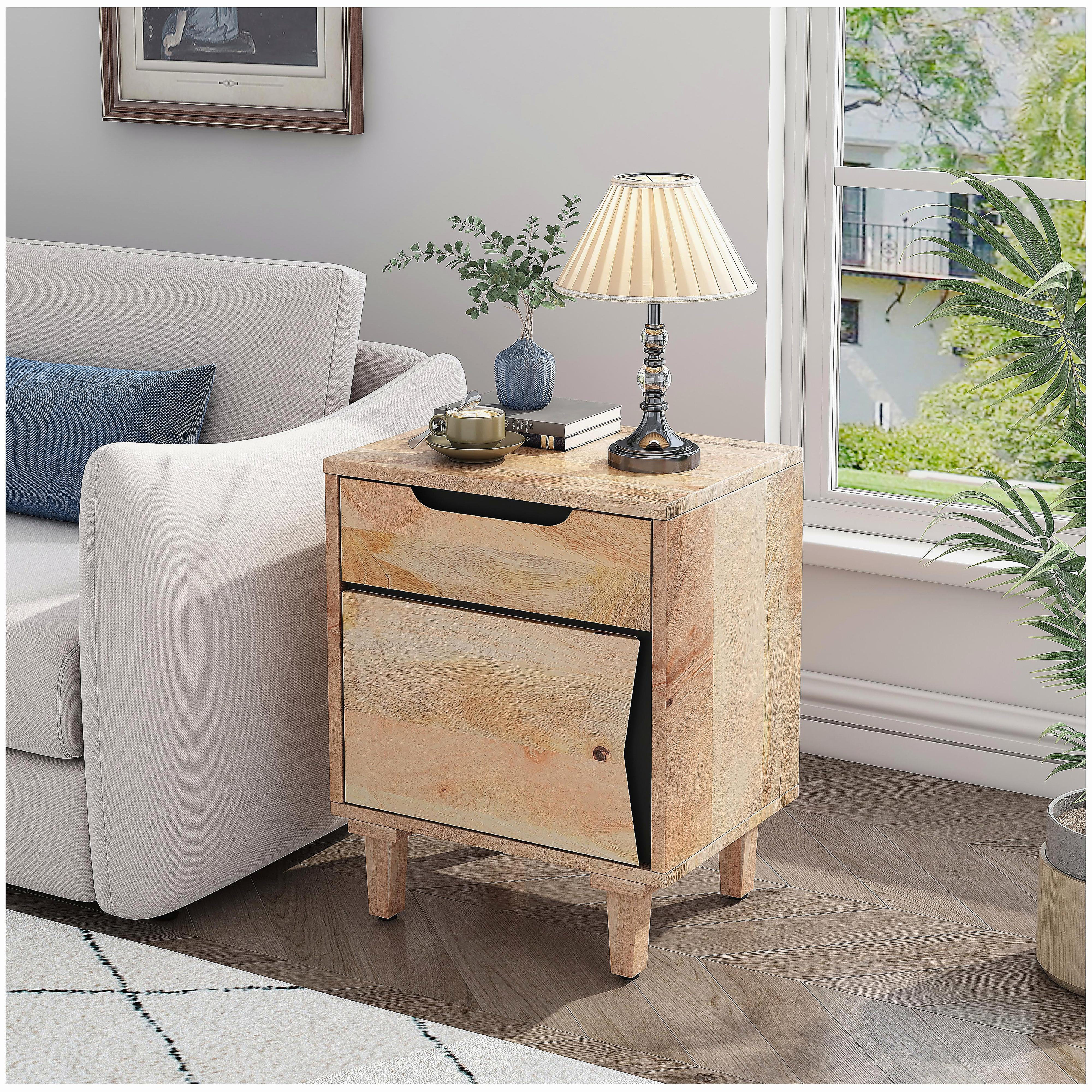 Latitude Run® Natural Wooden Bedside Table - Wayfair Canada