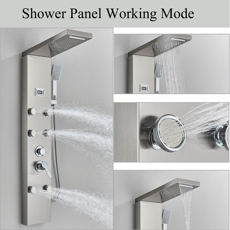 Augusts 44.48'' Shower Panel with Fixed Shower Head | Wayfair