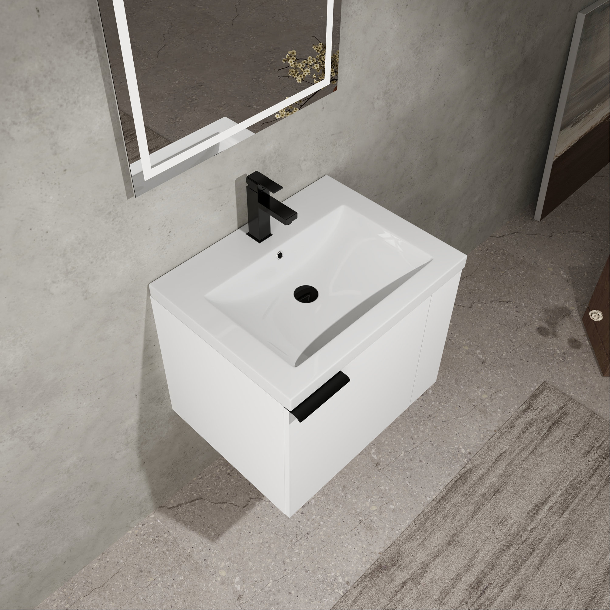 Mercer41 Bathroom Vanity Sink Combo For Big Space, Modern Bathroom ...