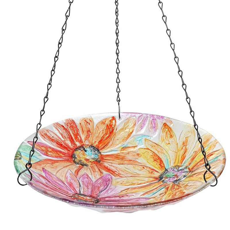 Lark Manor Hanging Bird Baths for Outdoors - Glass Bird Water Bowl Bird ...