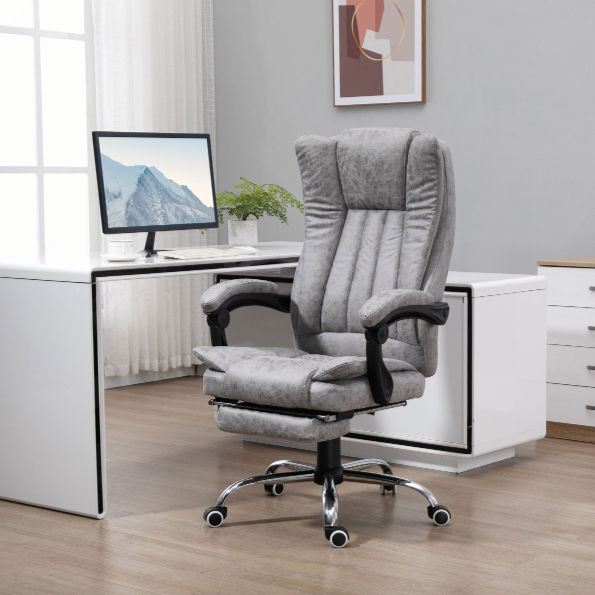 Latitude Run® Vinsetto Massage Office Chair, High Back Reclining Desk ...