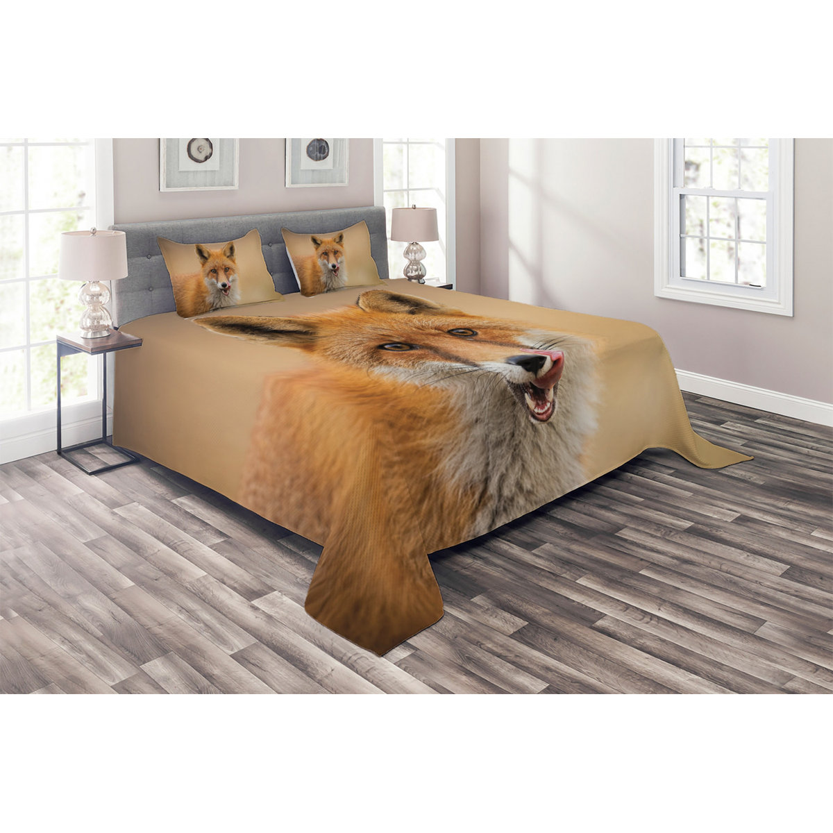 Ambesonne Ginger Microfiber Farmhouse/Country Coverlet / Bedspread Set ...