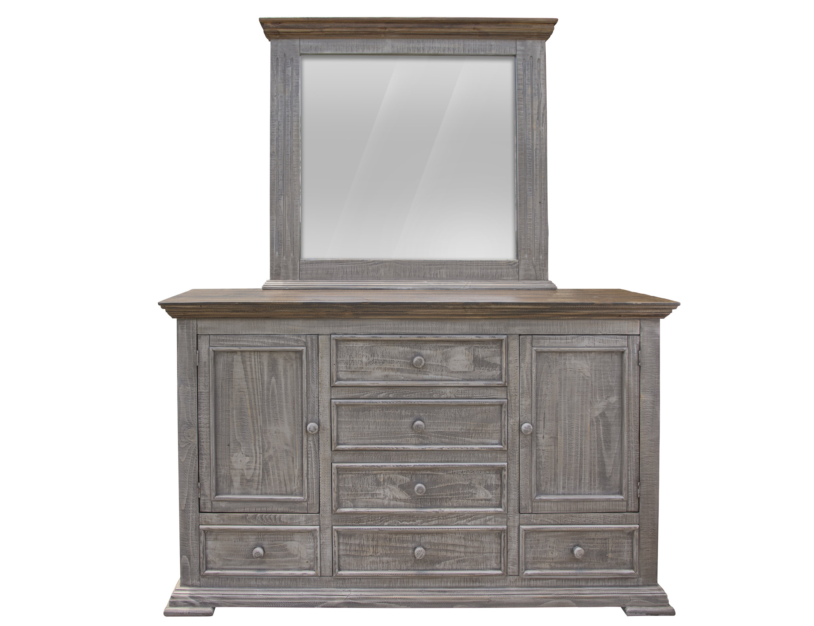 Millwood Pines Erminie 6 Drawer 69" W Solid Wood Combo Dresser (MIRROR ...