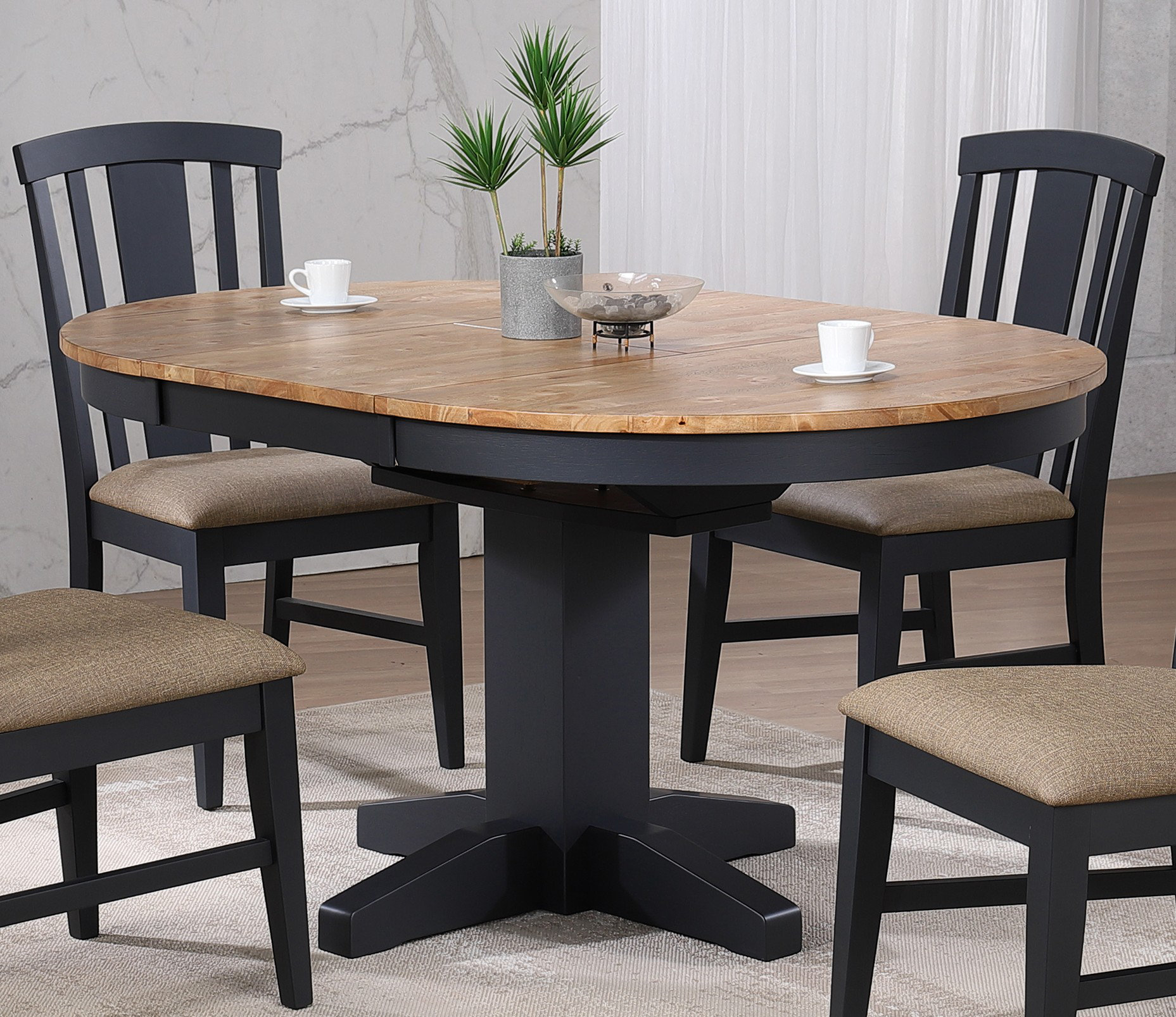 Lark Manor Solid Wood Extendable Round Dining Table - Wayfair Canada