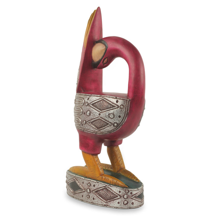 Novica Ali Ibrahim African Tribal Wood Bird Carving with Metal Accent ...
