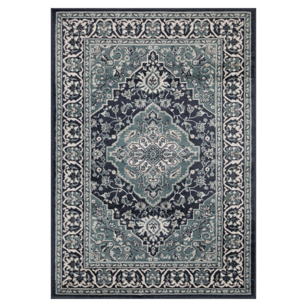 Astoria Grand Dowland Performance Dark Blue Rug & Reviews | Wayfair