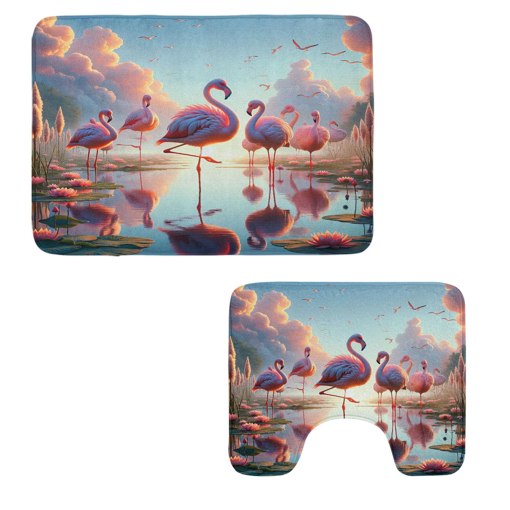 East Urban Home Flamingo Bathroom Rug Set 2 Pieces Rectangle & Contour ...