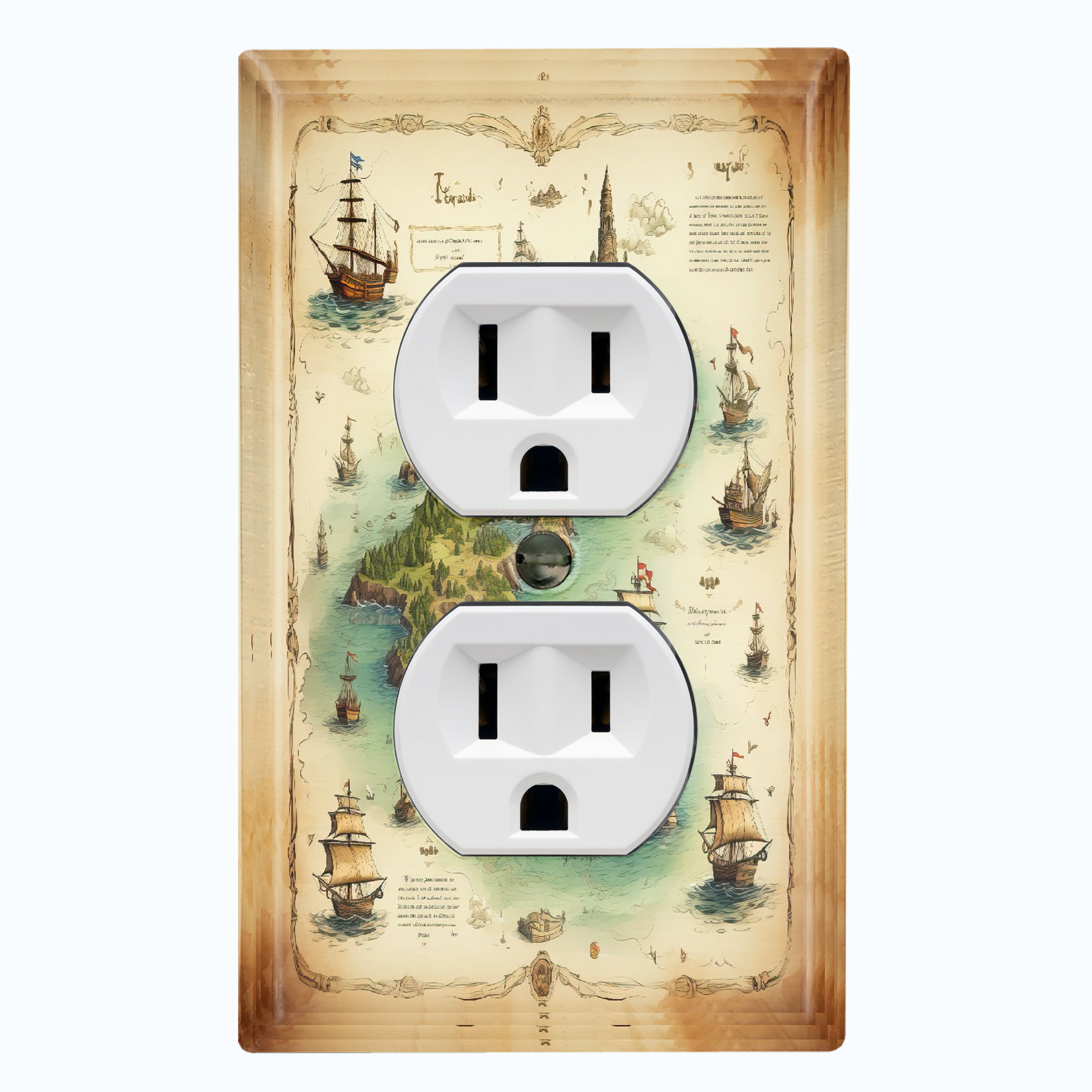 WorldAcc Nautical Themed 1 - Gang Duplex Outlet Standard Wall Plate ...