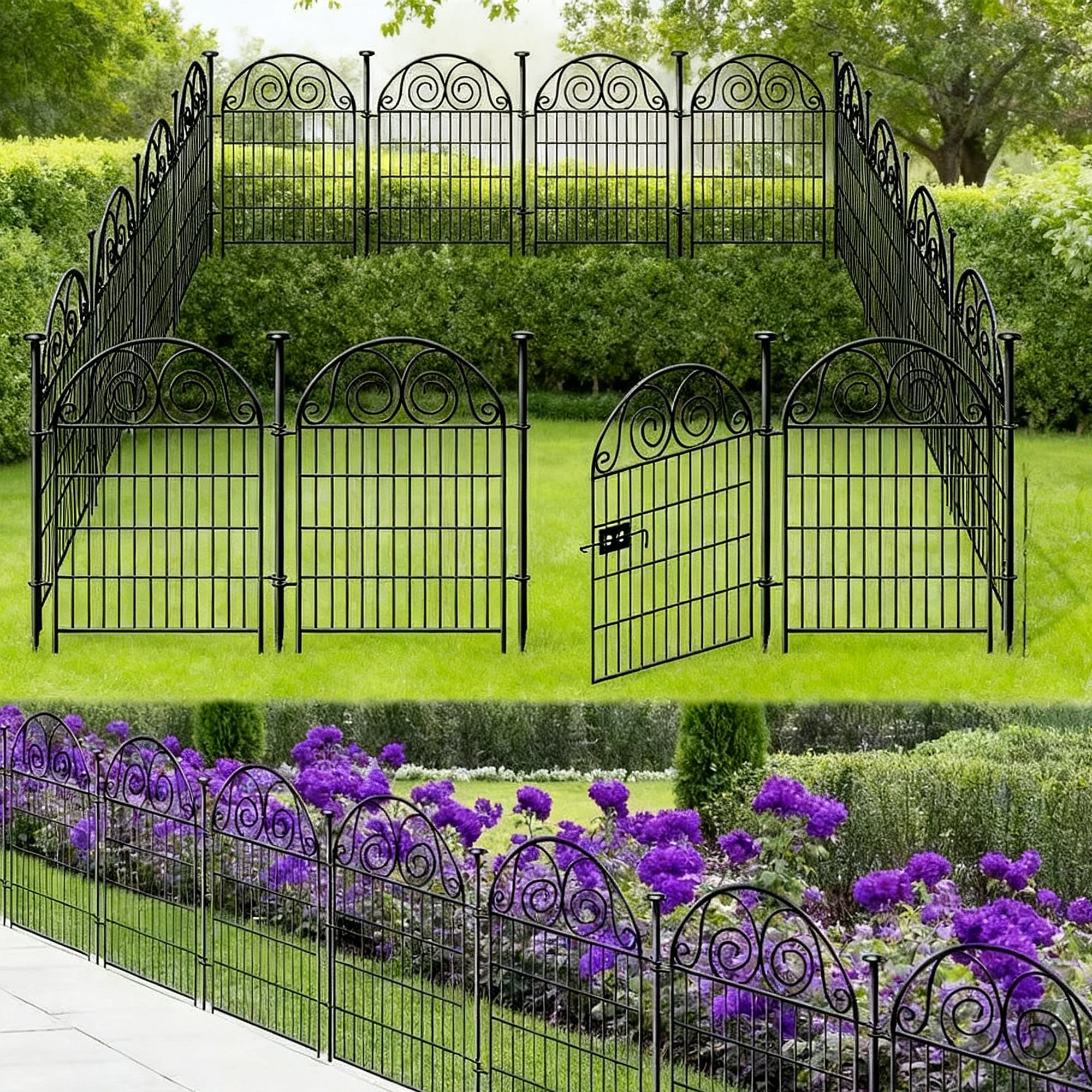 Jan Interiors Tall Garden Fence Animal Barrier With Gate, 36 In(H) 14 ...