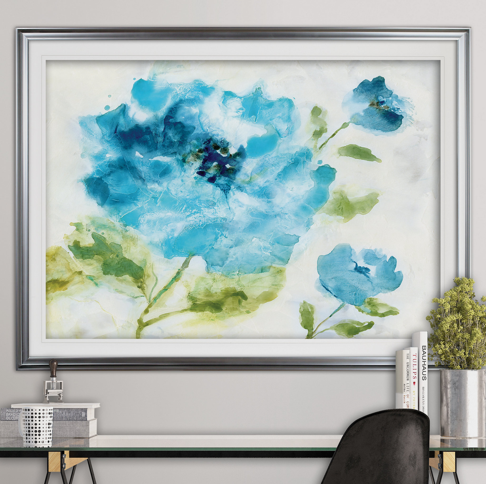 Charlton Home® 'Softly Blue' Framed Acrylic Painting Print | Wayfair
