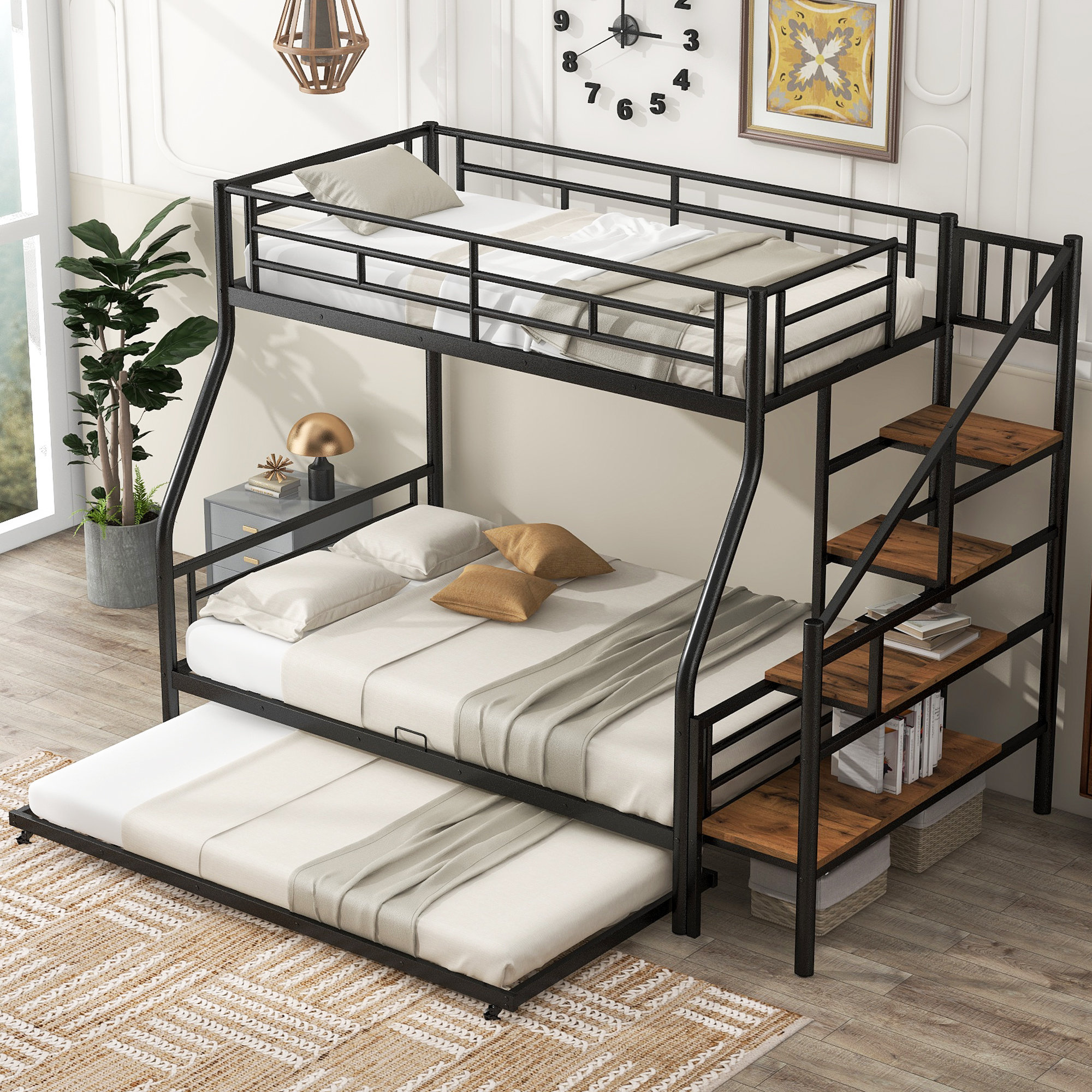 Mason & Marbles Aindrea Kids Twin Over Full Bunk Bed with Trundle ...