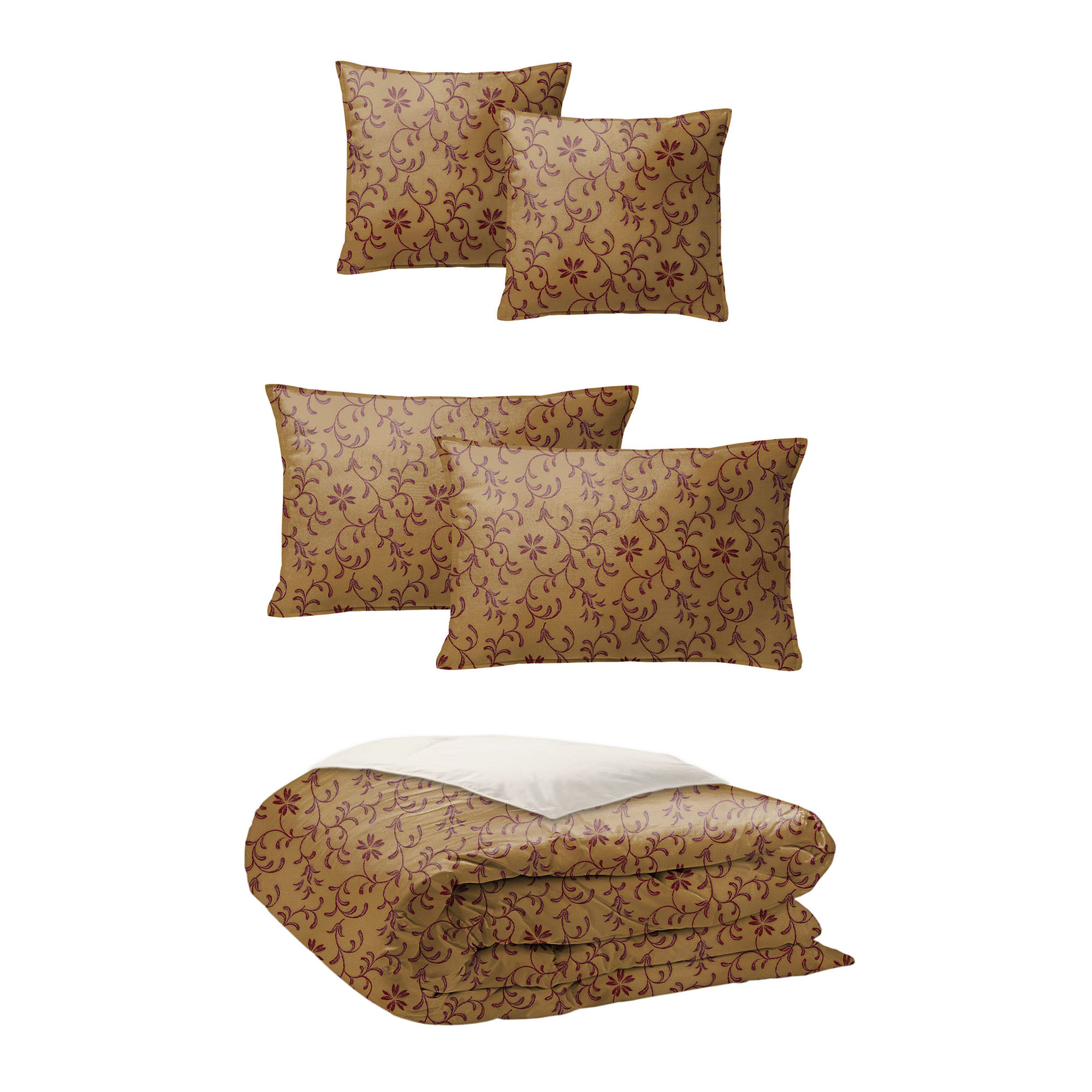 The Tailor's Bed Milli Copper Cranberry Standard Cotton 5 Piece ...