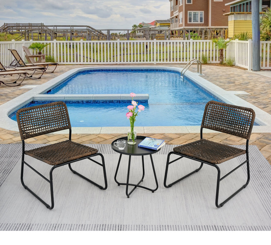 Ebern Designs 3 - Piece Patio Furniture Set. Mixture pattern PE rattan ...