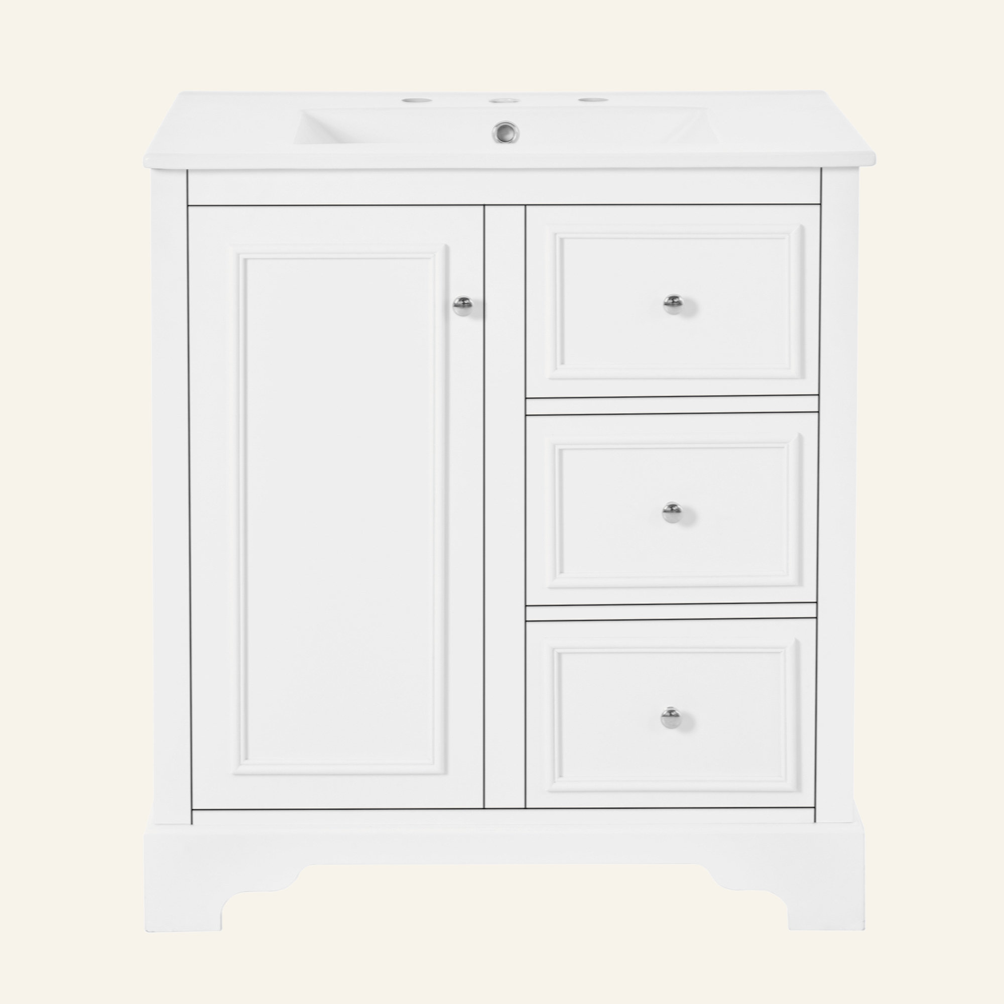 Latitude Run® 30-Inch Bathroom Vanity With Sink, Modern Elegant ...