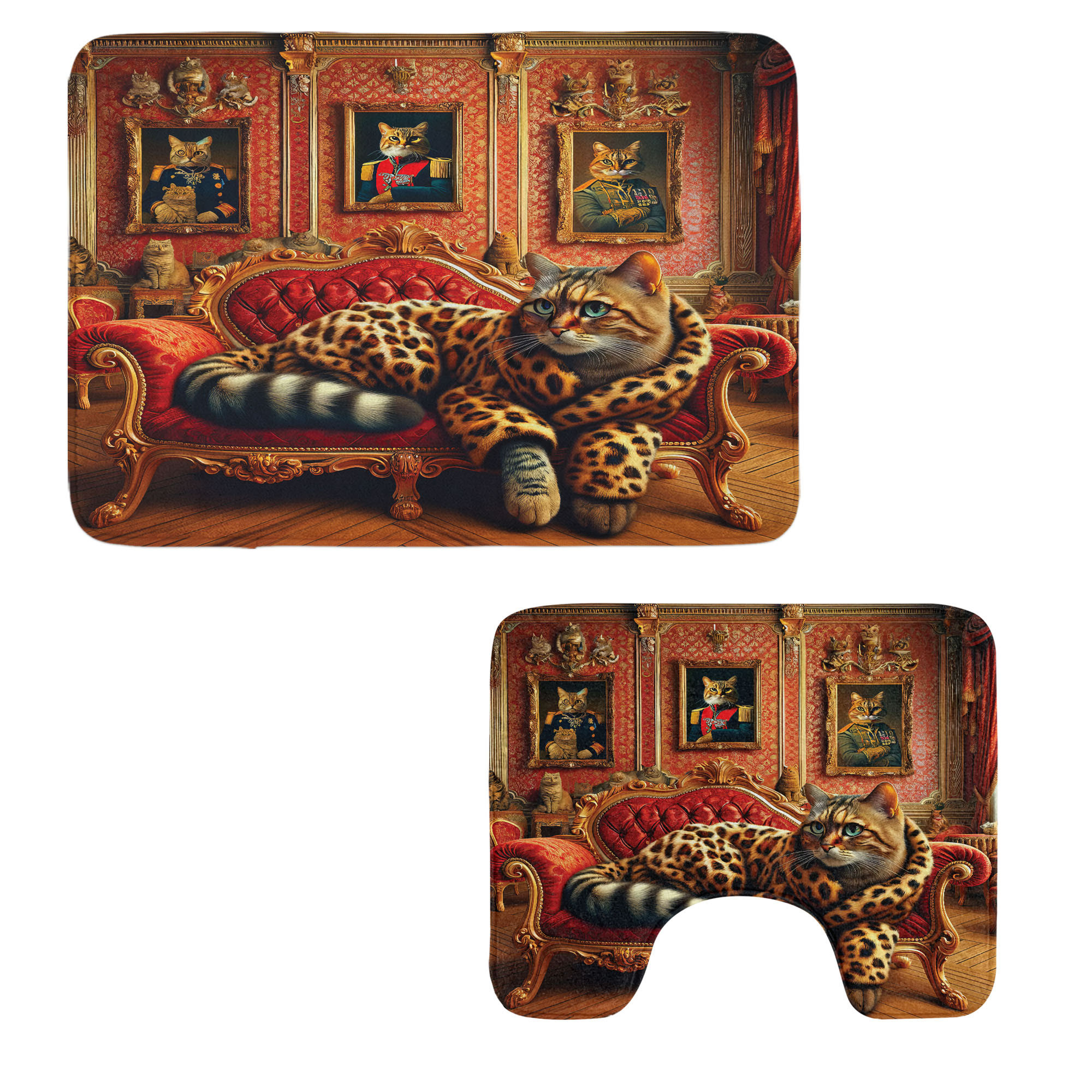 East Urban Home Cat Bathroom Rug Set 2 Pieces Rectangle & Contour Mats ...
