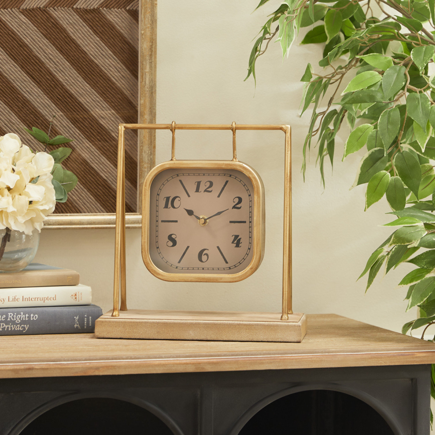 August Grove® Analog Stainless Steel Quartz Tabletop Clock in Gold ...