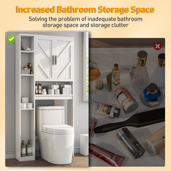 Latitude Run® Over The Toilet Storage Cabinet With Extra Storage ...