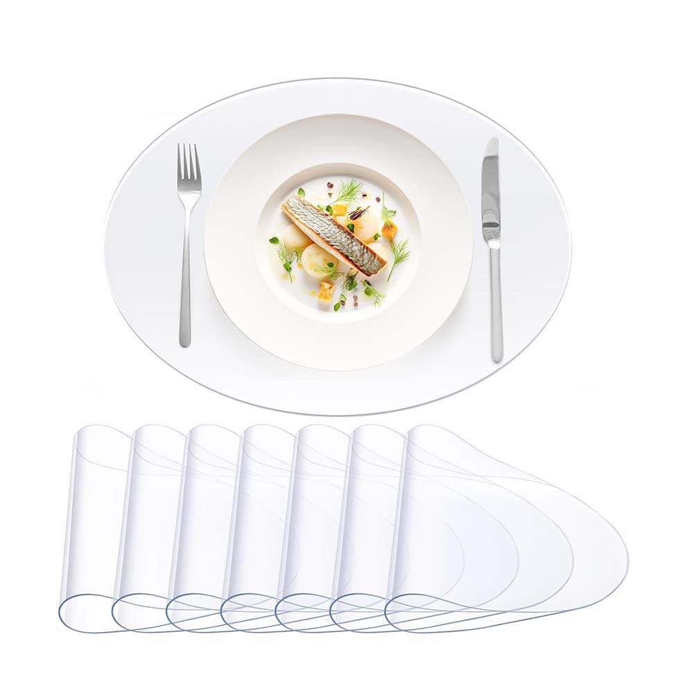 Prep & Savour 8 Pcs Clear Plastic Placemats 13 X 19 Inch Oval Table ...
