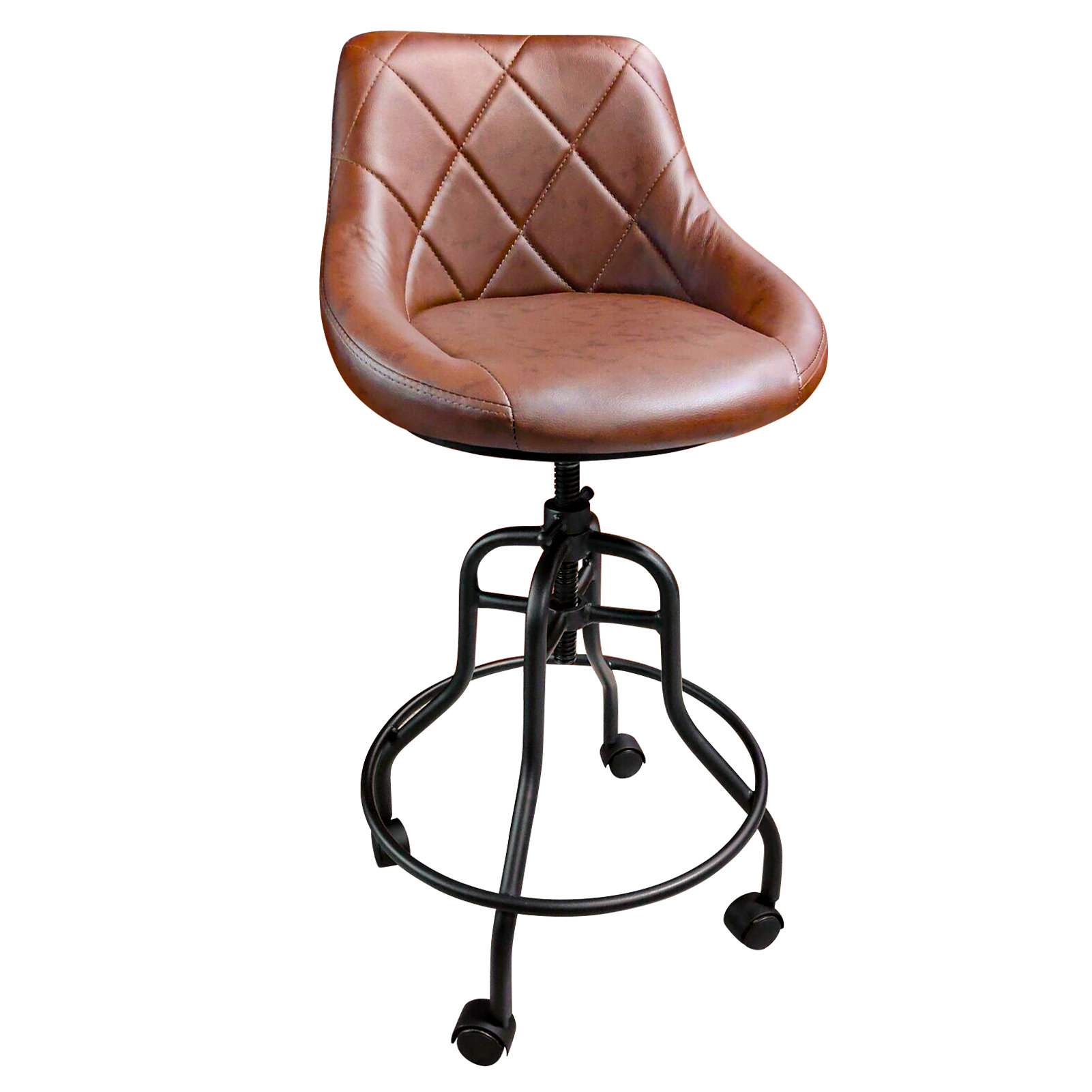 Williston Forge Adjustable Height Bar Stool With Wheels And Cushion ...