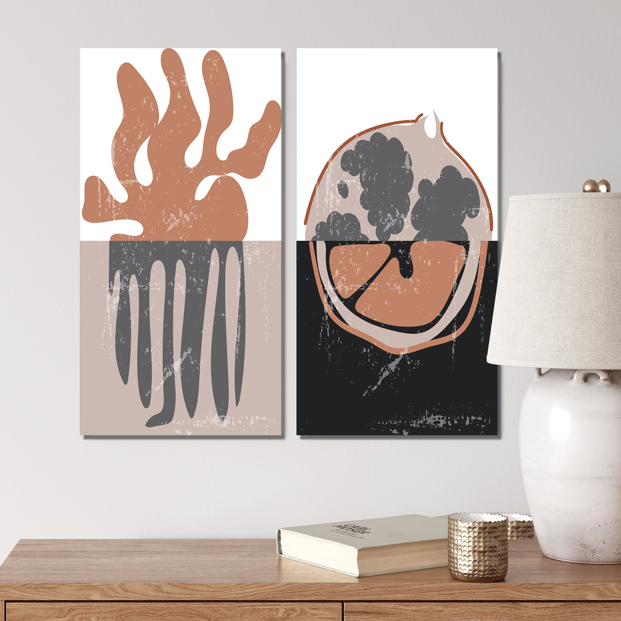 Wrought Studio™ Shapes in Vintage Retro Colors I - 2 Piece Graphic Art ...