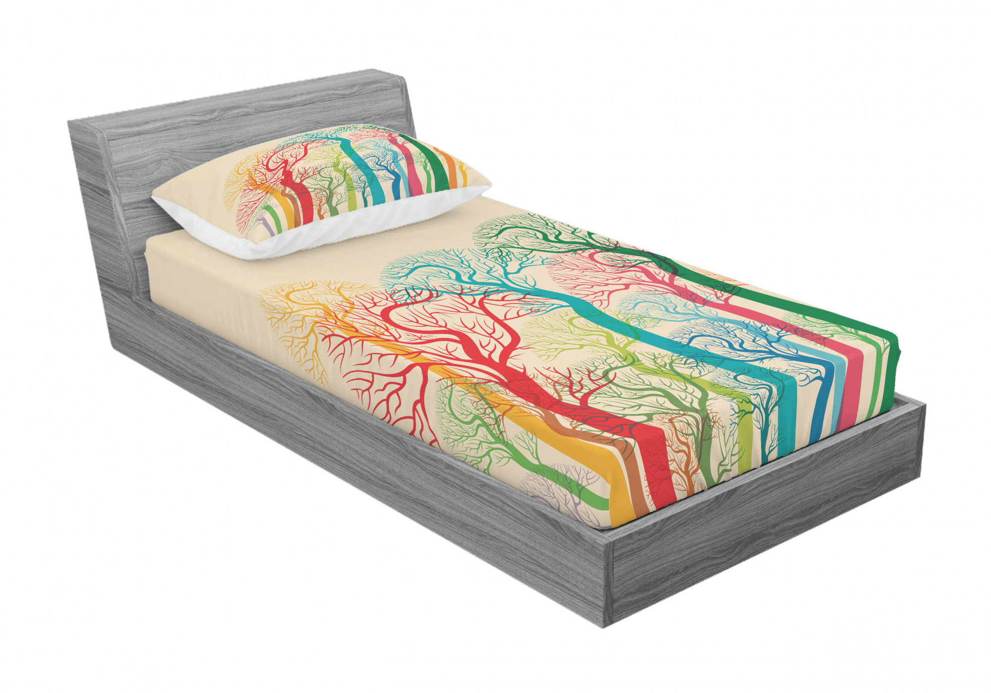 Ambesonne Leafless Tree Tops Branches Creative Foliage Park Sheet Set ...