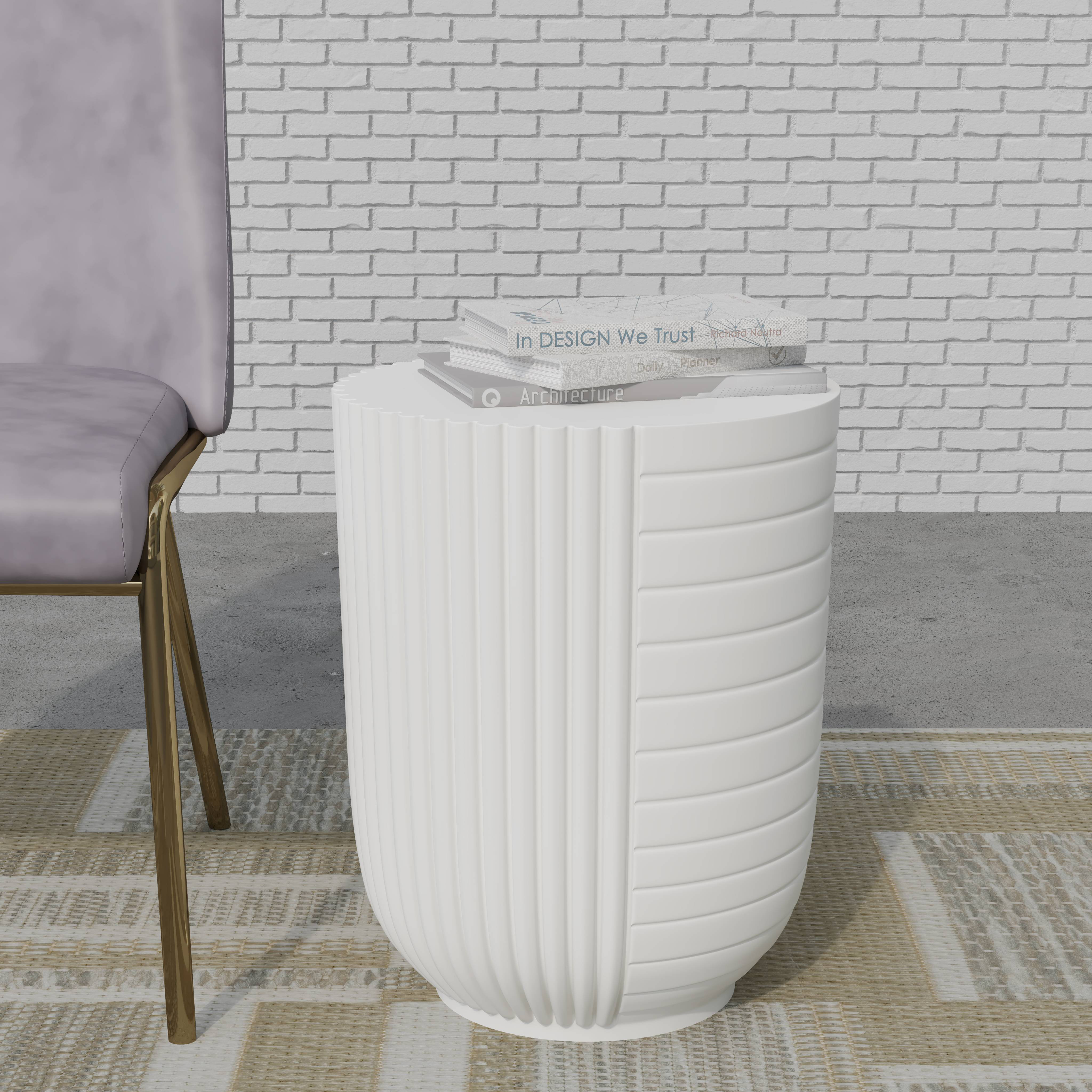Hokku Designs Overkamp 14" Wide Fiberstone Tapered Round Ribbed Design ...