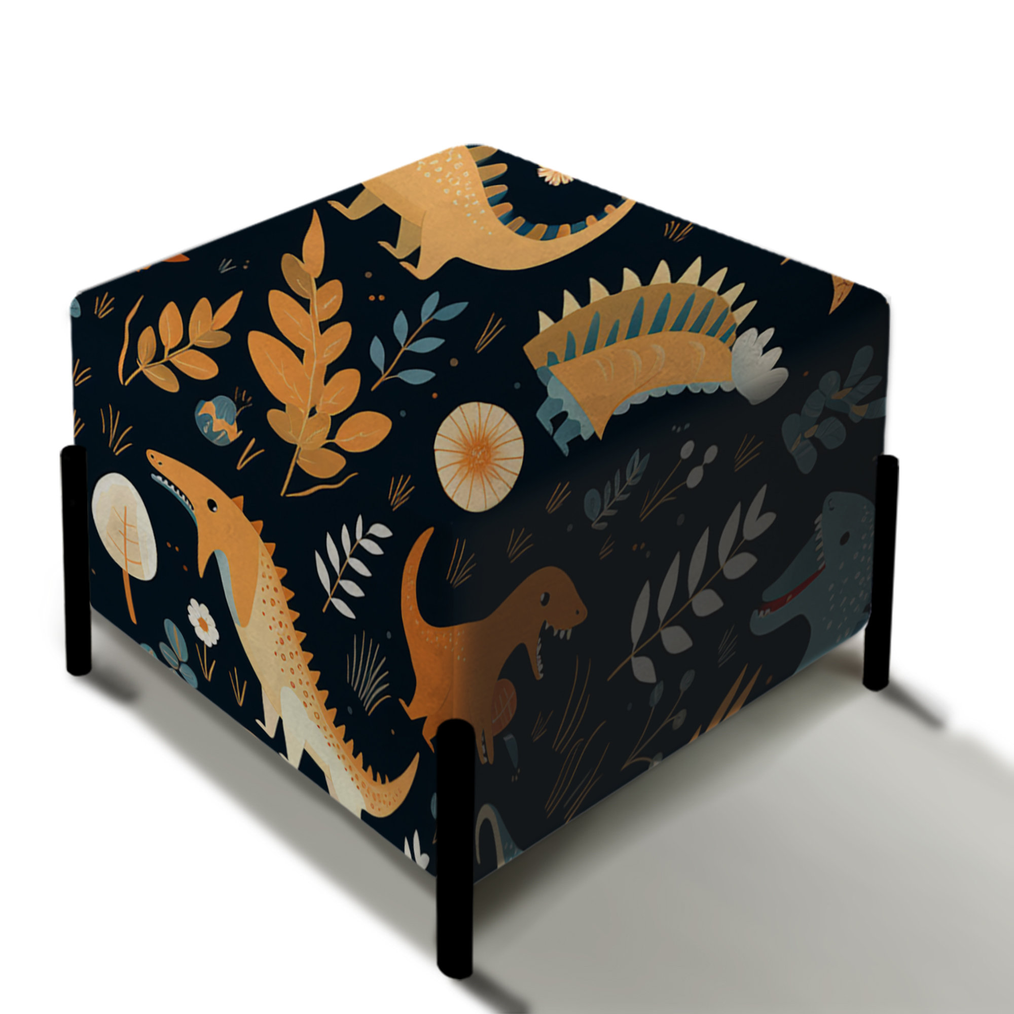 Design Art Dinosaurs Roar - Animal Print Square Ottoman | Wayfair
