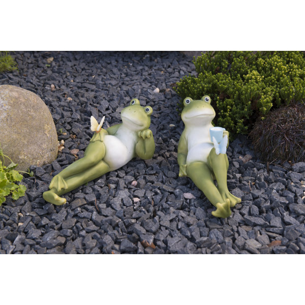 Happy Larry 2 Piece Pompey Lounging Garden Frogs with Butterfly ...