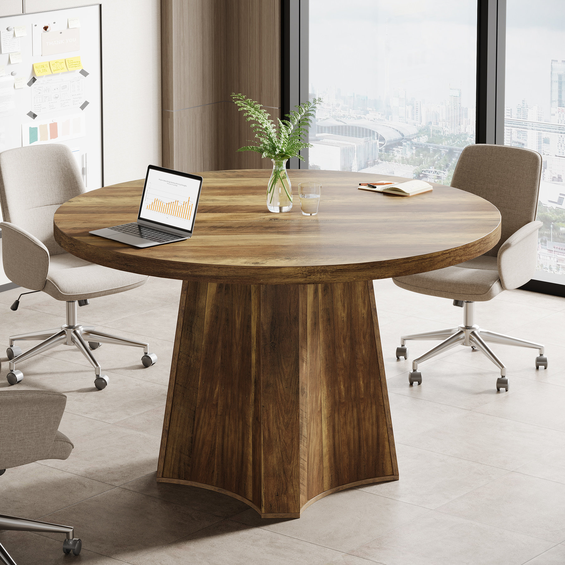 Millwood Pines 47-Inch Round Conference Table for 4-6 People | Wayfair
