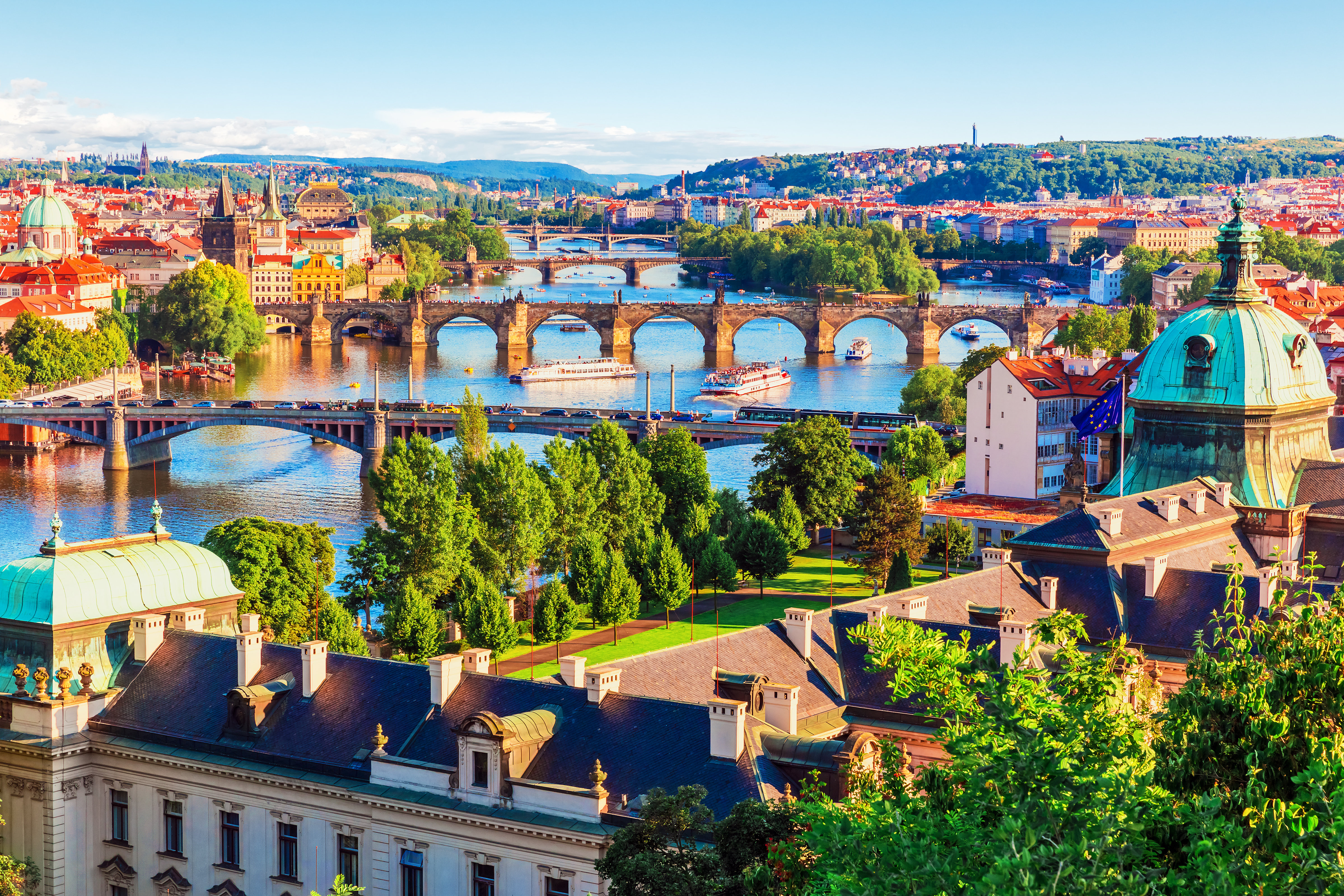 Hokku Designs Eleada Sunset in Prague by Scanrail - Wrapped Canvas ...