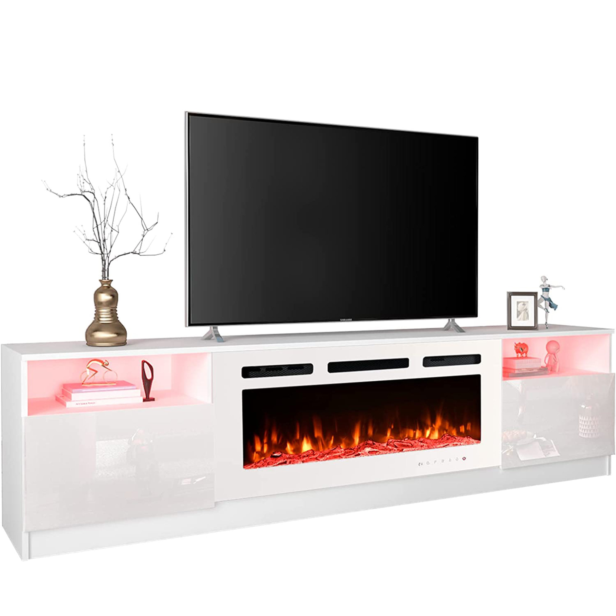 Ivy Bronx Neher TV Stand for TVs up to 78" with Electric Fireplace ...