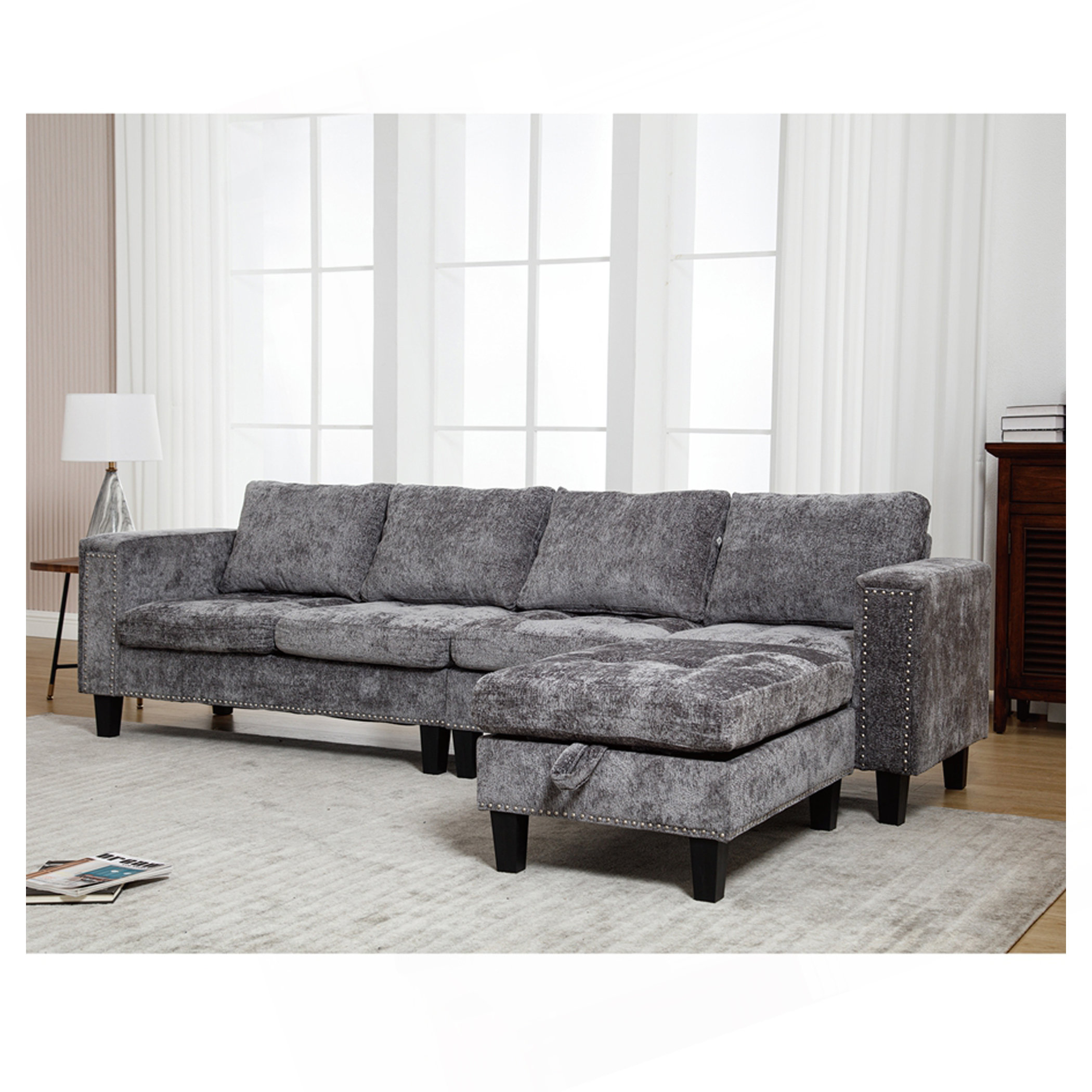 Latitude Run® 5 Seat Modular Sofa,With Storage Ottoman, Convertible ...