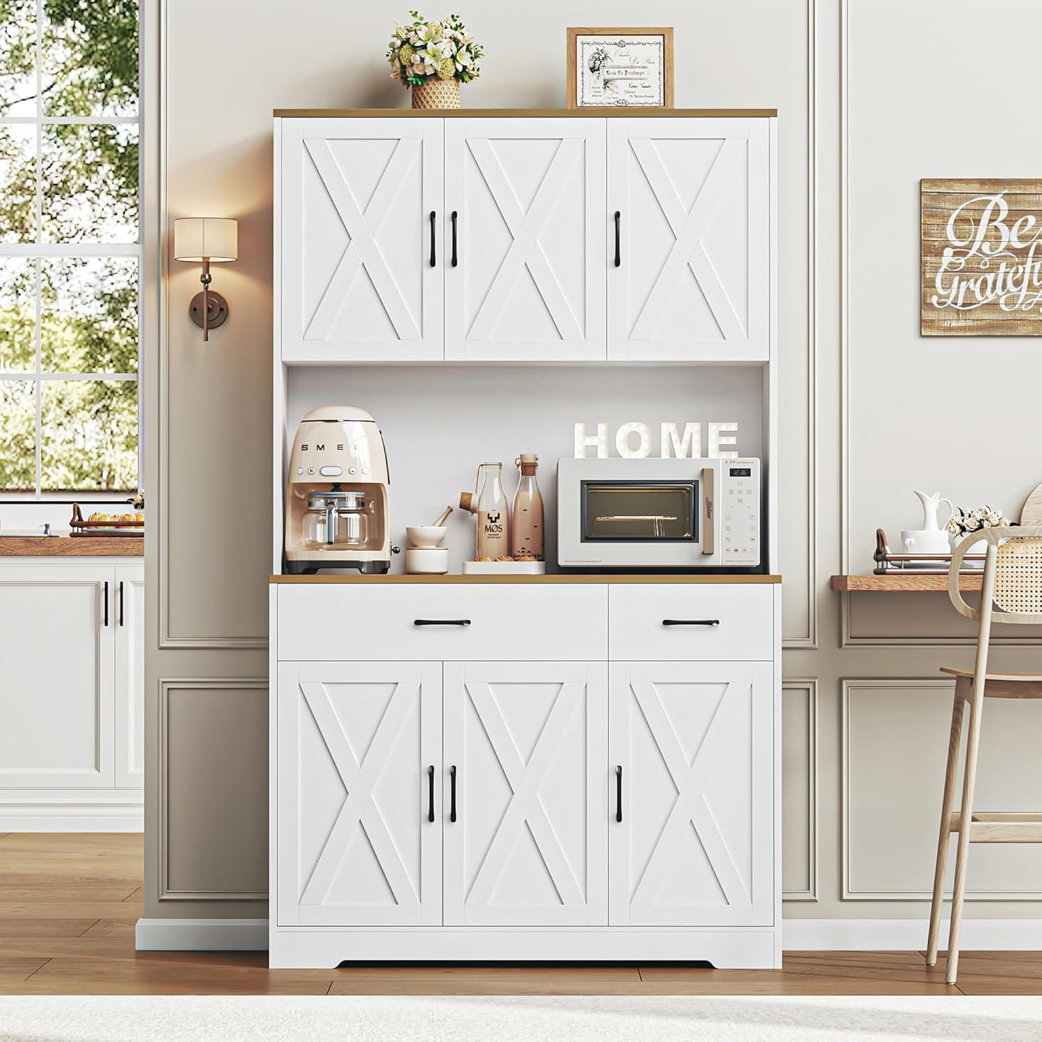August Grove Armoire-garde-manger 71 po avec station de charge, grande ...