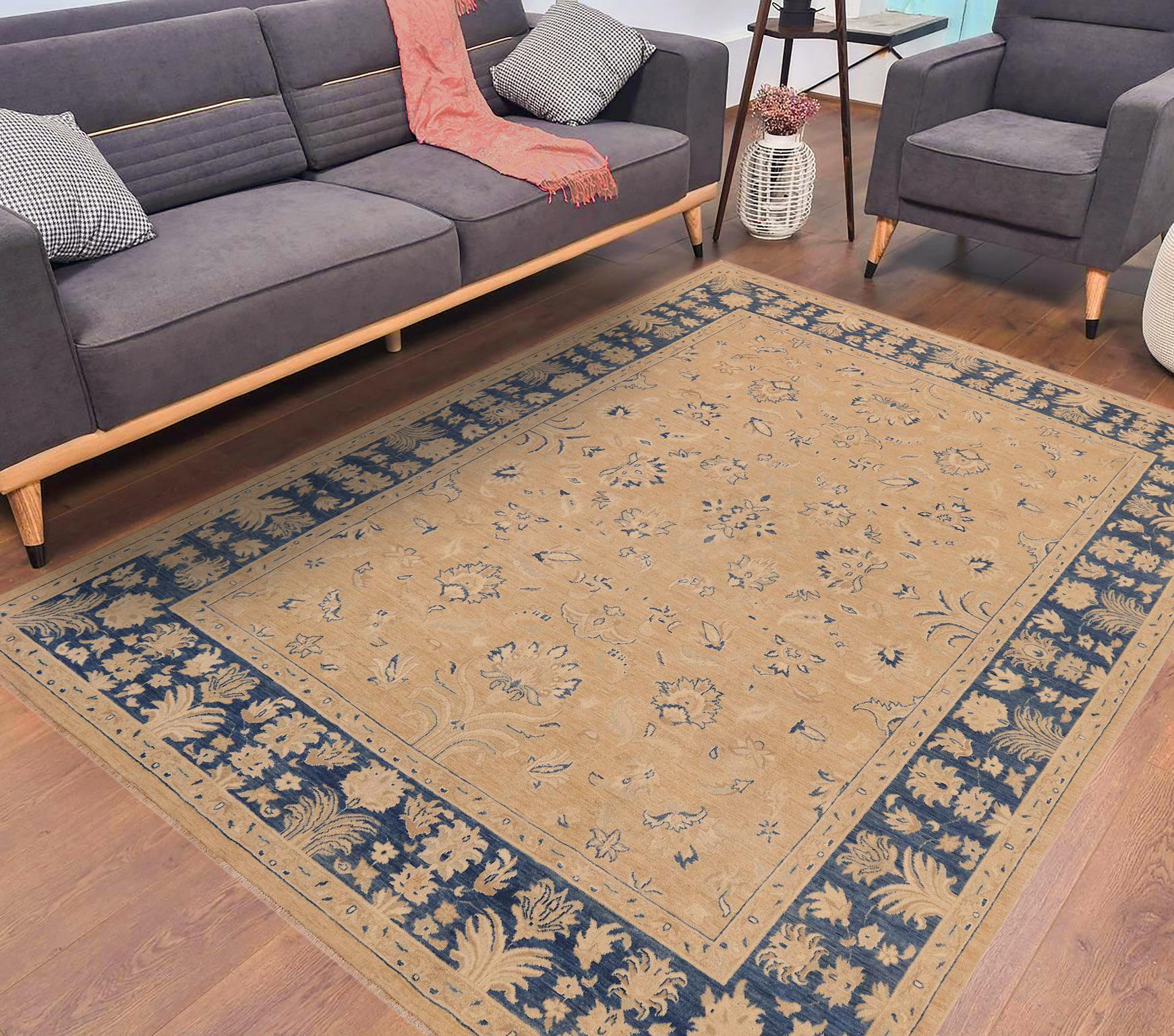 Isabelline One-of-a-Kind 9' x 11'7'' 2000s Area Rug in Blue/Tan by ...